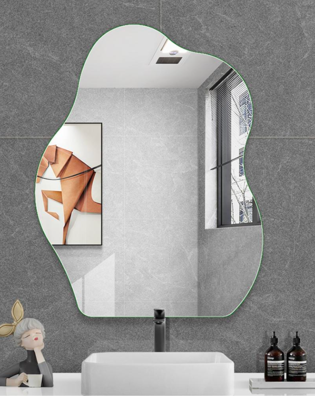 Irregular Urban Cloud Frameless Mirror – Hans and Alice